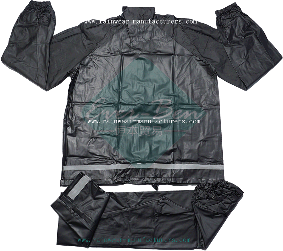 Black PVC Rain Jacket 004-Black PVC Mens Rain Suit|Heavy Duty Rain Gear ...