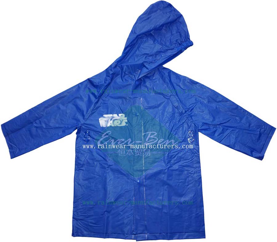 Kids Raincoats 006-Blue Boys PVC Rain Mac-Blue Plastic Hooded Rain Mac ...