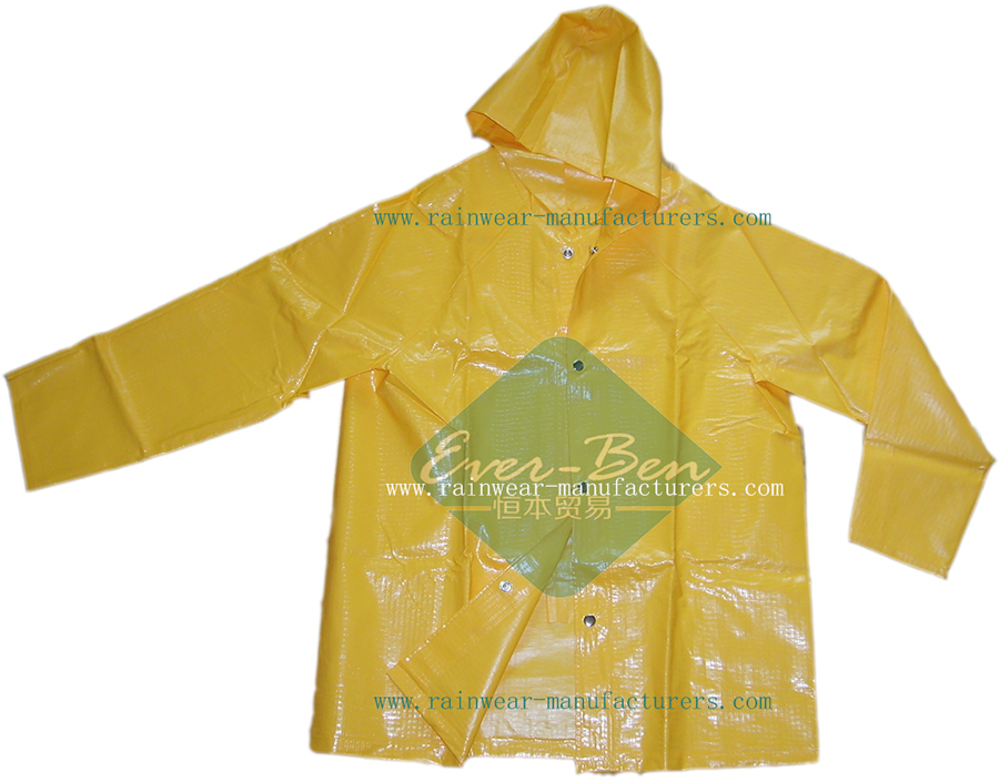 PVC Rainsuit 018 Yellow PVC Heavy Duty Rain Gear|Plastic Hooded Rain ...