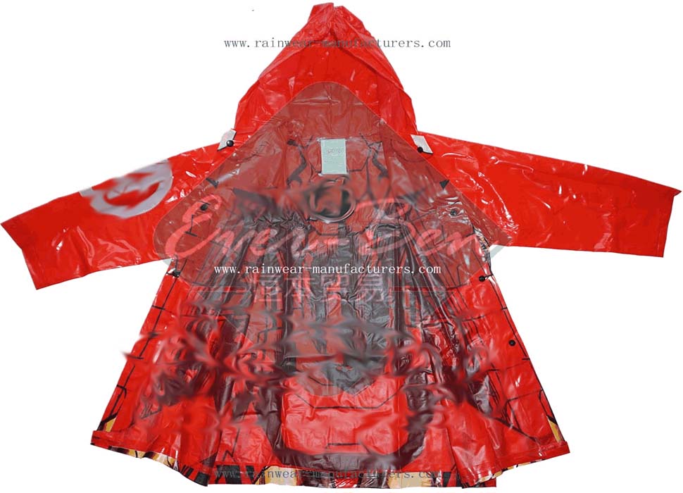 004 Red Plastic Rain Mac|Child Plastic Hooded Rain Mac for Kids|Red PVC ...